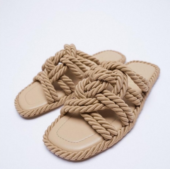 Zara | Shoes | Zara Rope Braided Slide In Sandals Size 4 Us 9 | Poshmark